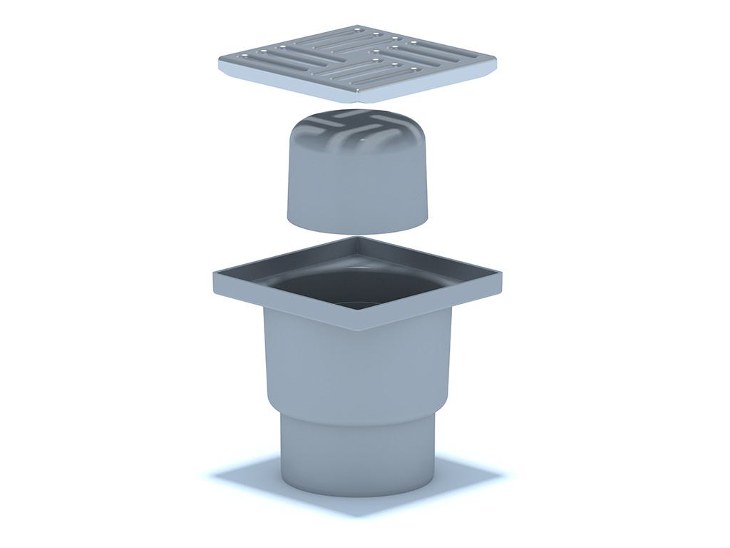 ПВХ трап верт д-110 с нерж.реш. 150х150(ТА1212) купить: цена в Твери | Санар